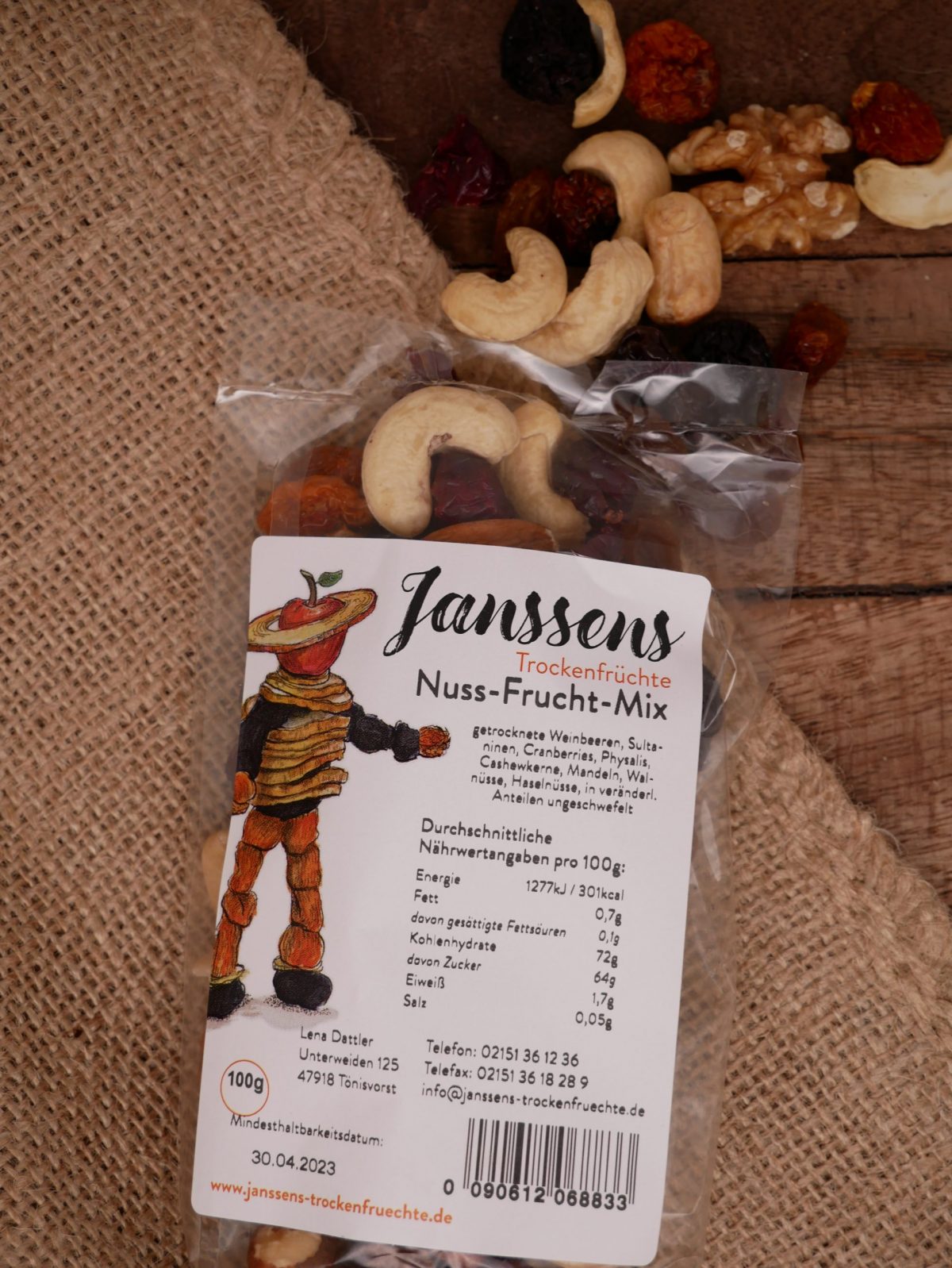 Janssens Nuss-Frucht-Mix aus Tönisvorst, 100 g - Kevelaer Landmomente